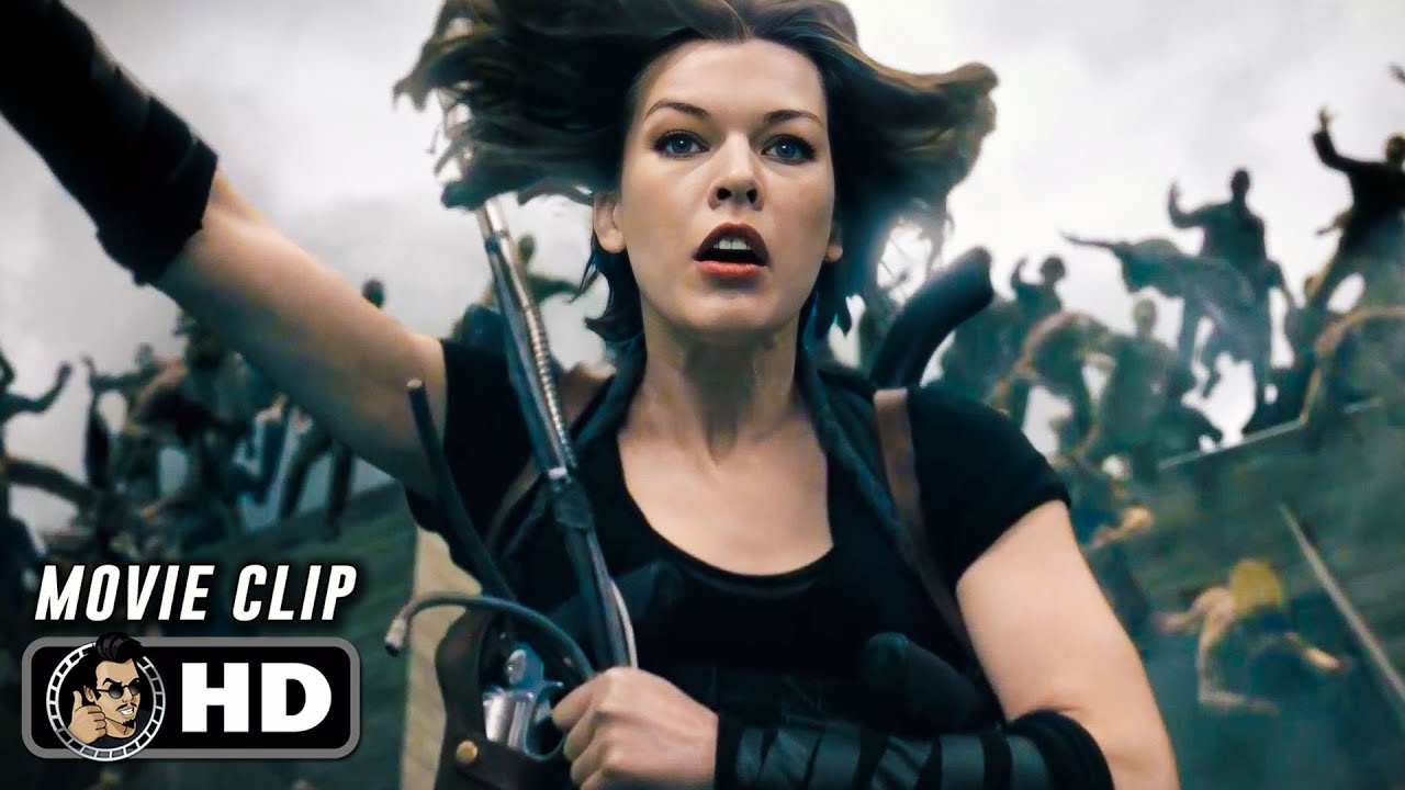 Resident Evil Afterlife Rooftop Zombie Battle 2010 Movie Clip Hd
