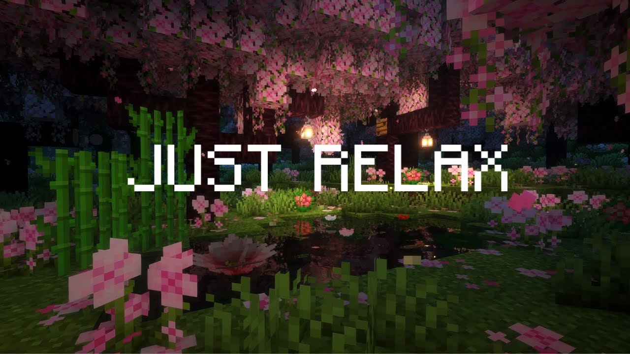 Minecraft Cherry Blossom Pond Ambience 1 Hour Minecraft Music Youtube