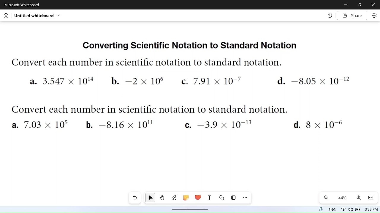 Converting Scientific Notation To Standard Notation Youtube