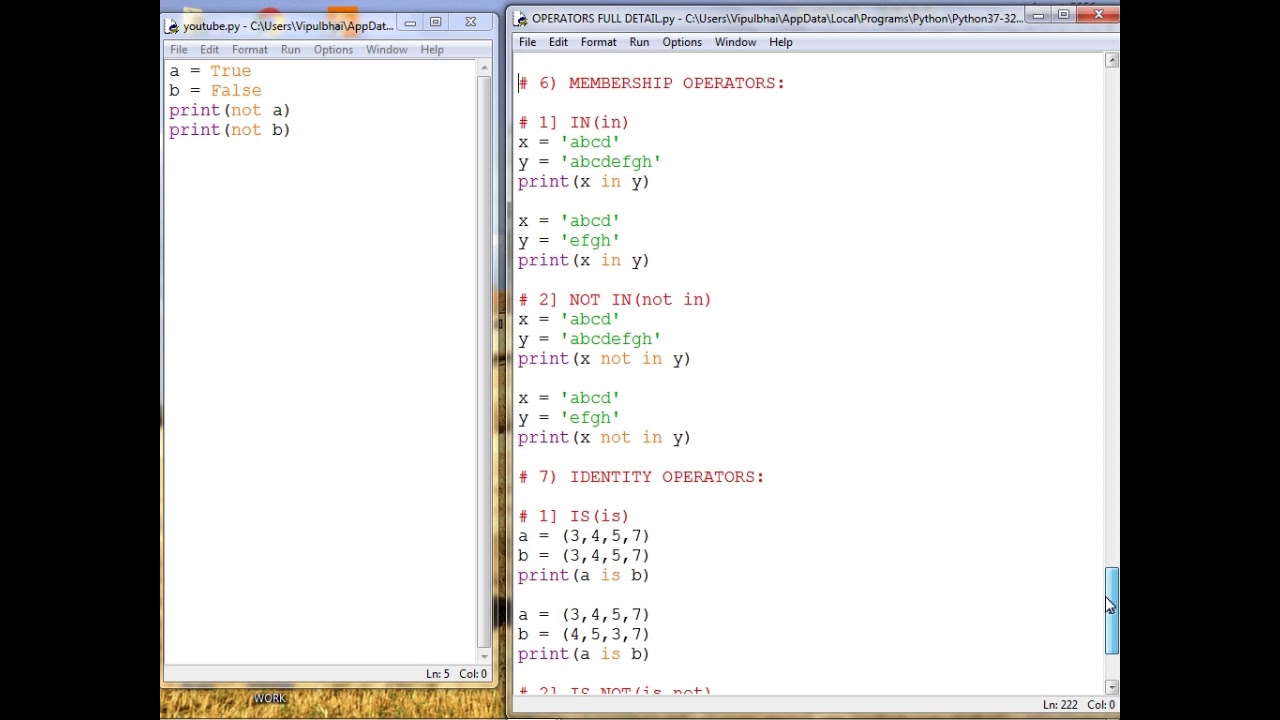 Operators In Python Part 2 Youtube