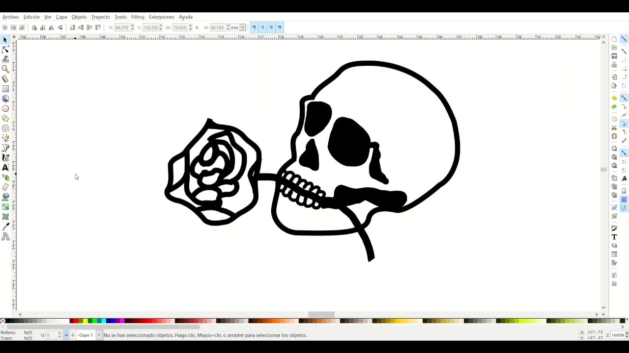 Timelapse Inkscape Tracing Skull Rose Xmas Youtube