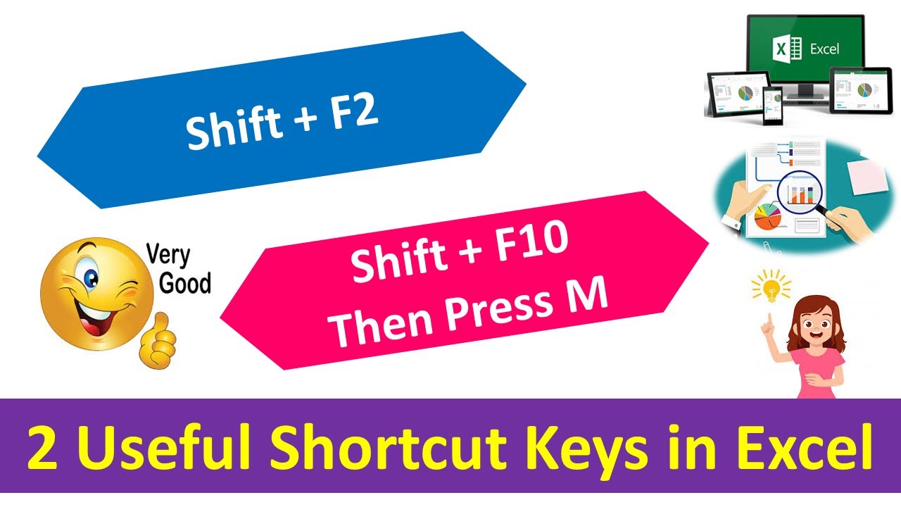 Excel Shortcuts Shift F2 Shift F10 Then Press M Youtube