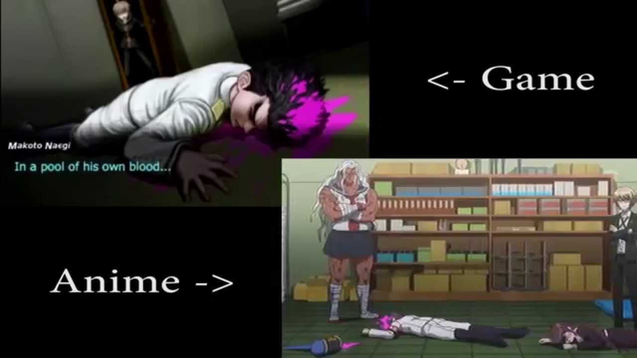 Dangan Ronpa Kiyotaka Ishimaru S Death Comparison Psp Vs Anime