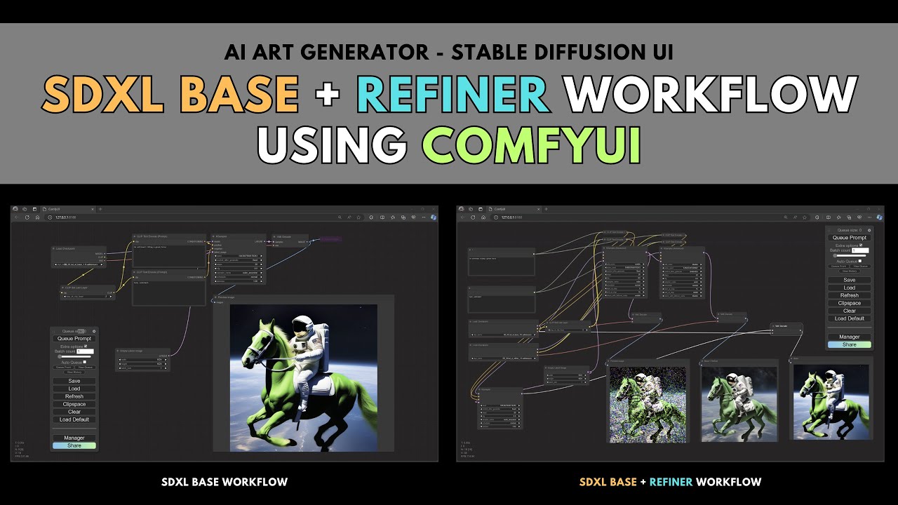 Sdxl Base Refiner Workflow Using Comfyui Ai Art Generator Youtube
