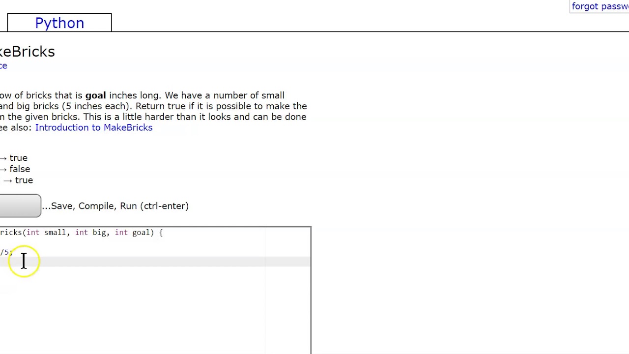 Logic 2 Makebricks Java Tutorial Codingbat Youtube