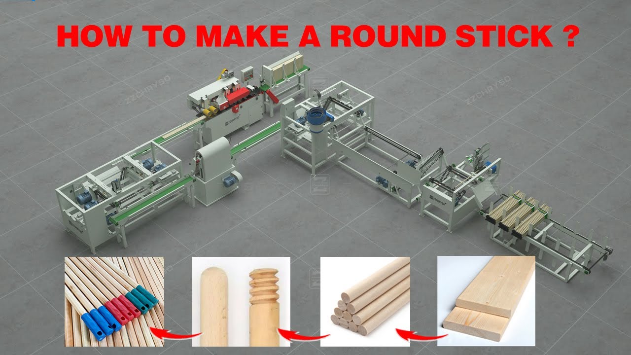 How To Make A Round Stick Wood Stick Making Production Line I Mop Rod