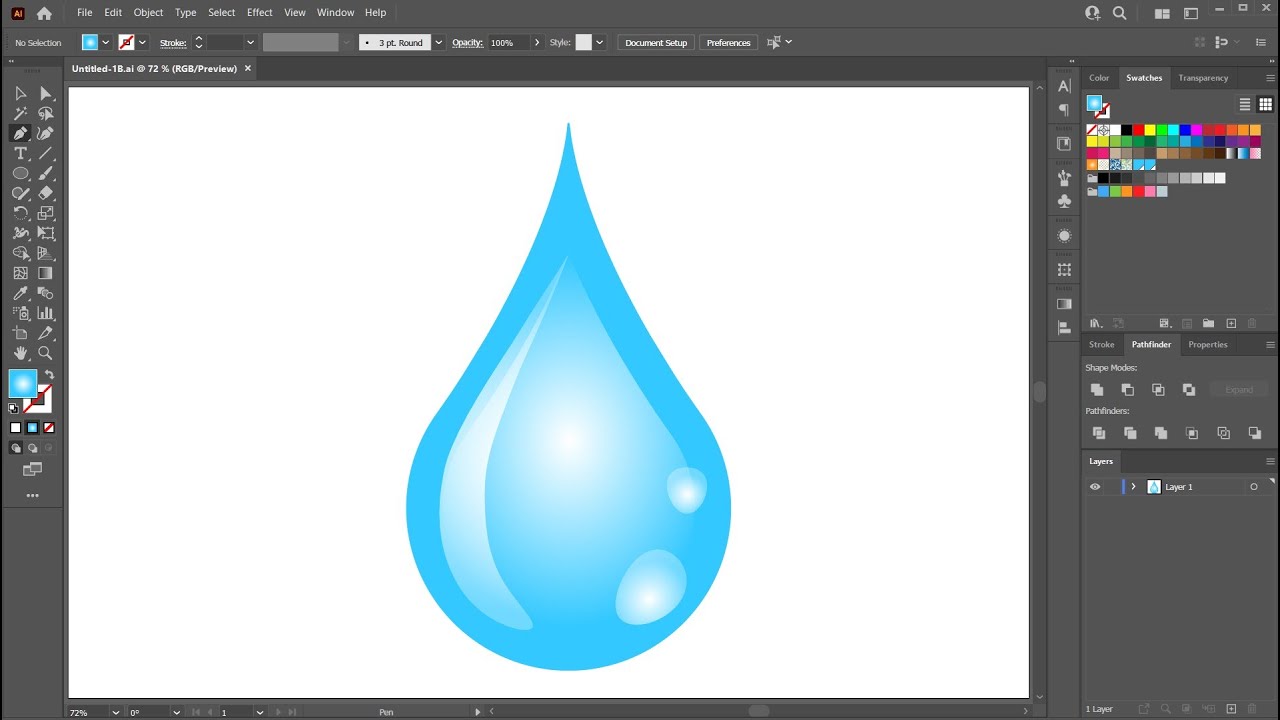 How To Draw A Water Droplet In Adobe Illustrator Youtube