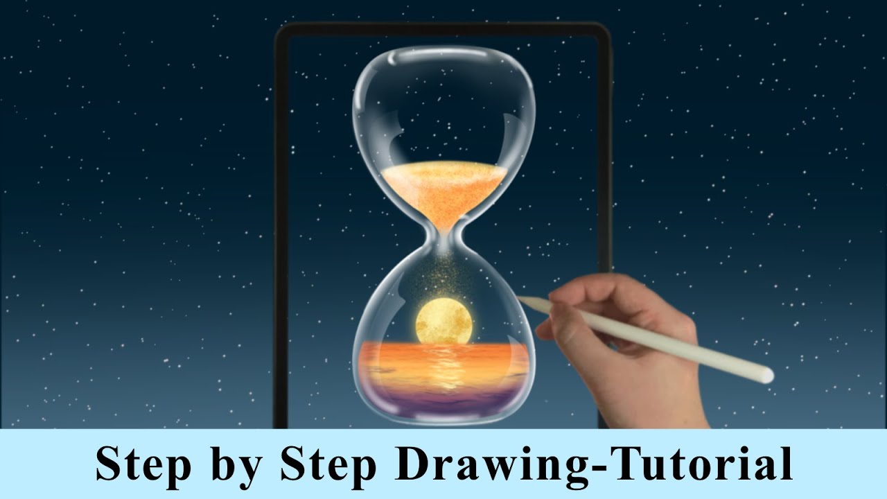 Moon Night Hourglass Ipad Procreate Drawing Step By Step Drawing