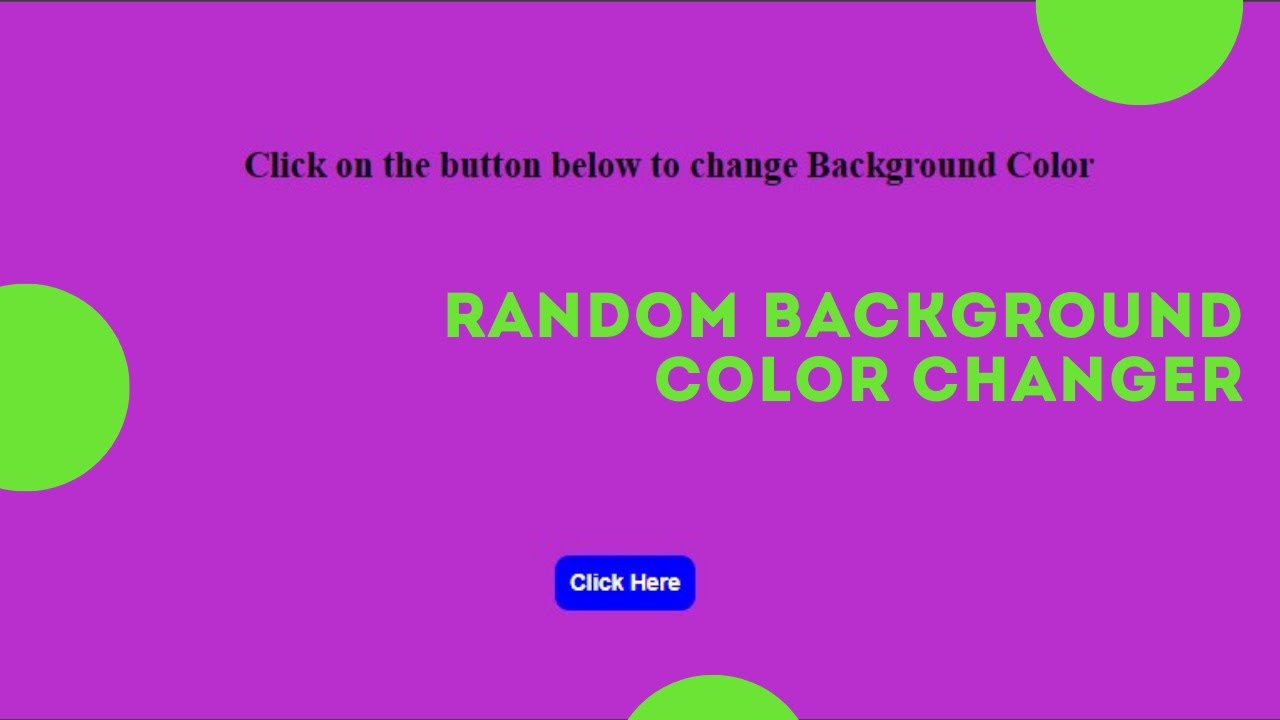 Random Background Color Changer Html Css Javascript Youtube