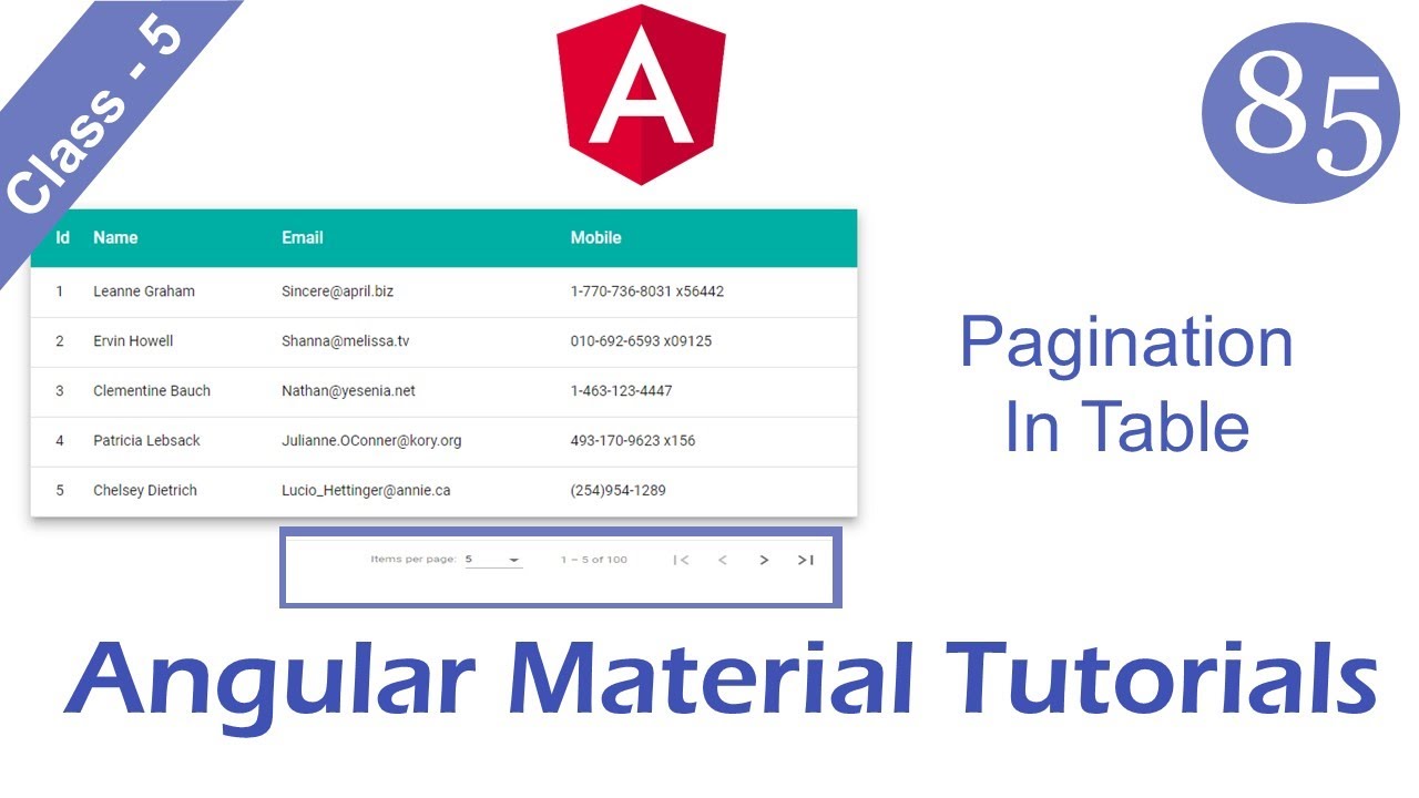 Angular Material Pagination Angular Materila Table Pagination Angular