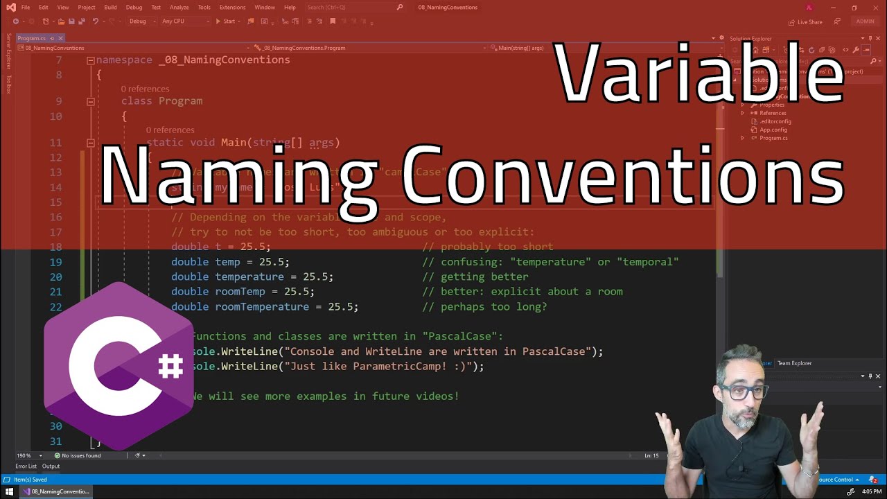 3 7 Variables Naming Conventions Learning C Youtube