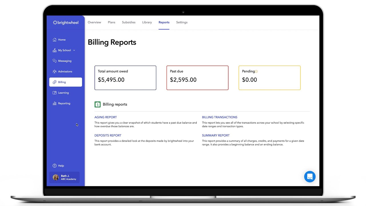 Brightwheel Billing Reports Overview Youtube