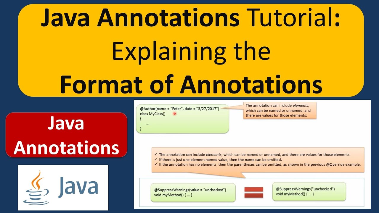 Java Annotations Tutorial Explaining The Format Of Annotations