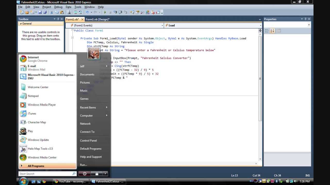 How To Make A Temperature Converter In Visual Basic 2008 Or 2010 Youtube