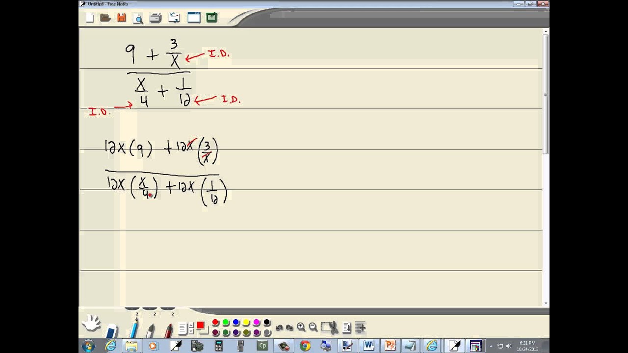 Intermediate Algebra Homework Complex Rational Expressions
