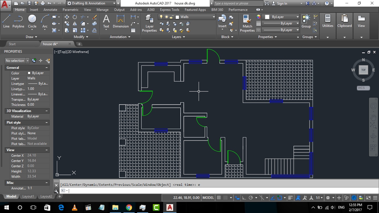 Basic House Plan Drawing In Autocad 2017 Part 1 2d Basics Step By