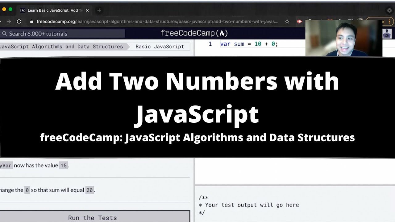 Add Two Numbers With Javascript Basic Javascript Freecodecamp