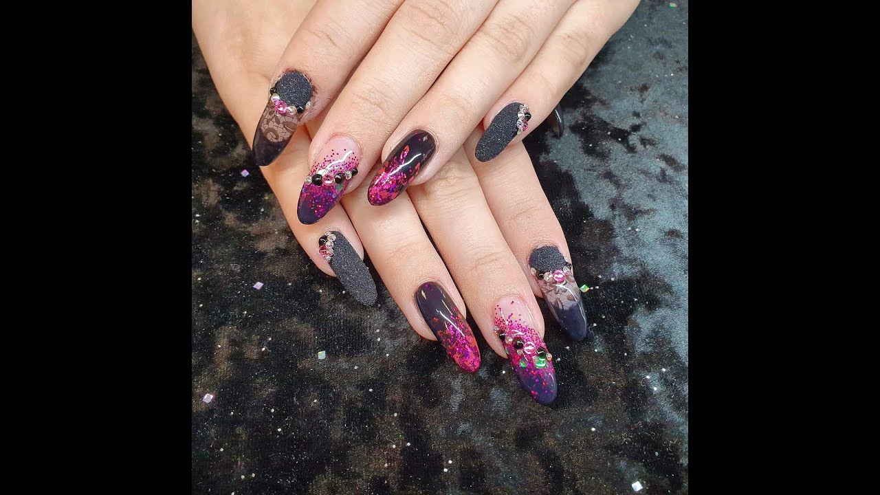 Glitter Stamps And Swarovski Crystals Nail Artist Tutorials 9 Youtube