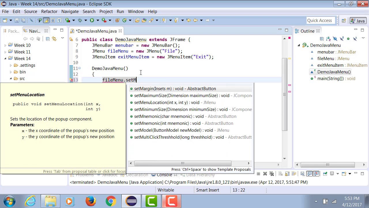 Java Creating Menus Youtube