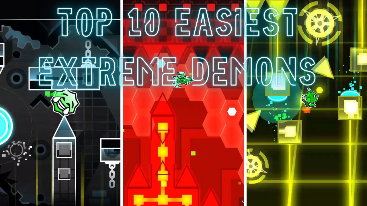 Top 10 Easiest Extreme Demons Geometry Dash Youtube
