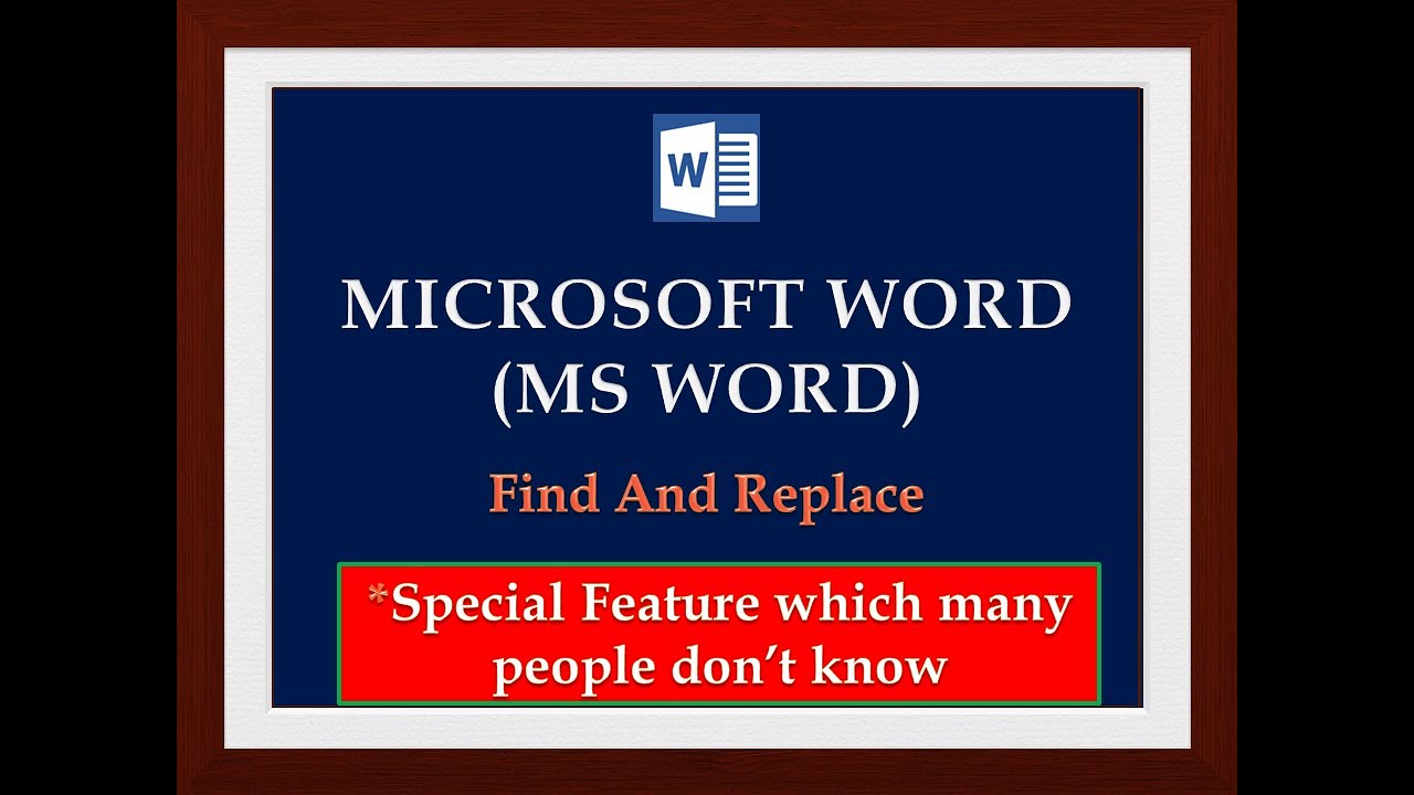 Find Replace Youtube