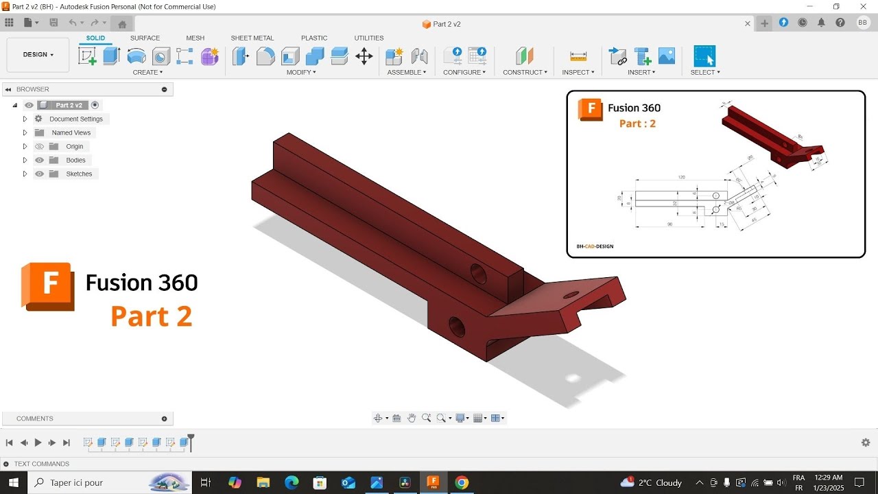Fusion 360 Tutorial 3d Modeling Part 2 Youtube