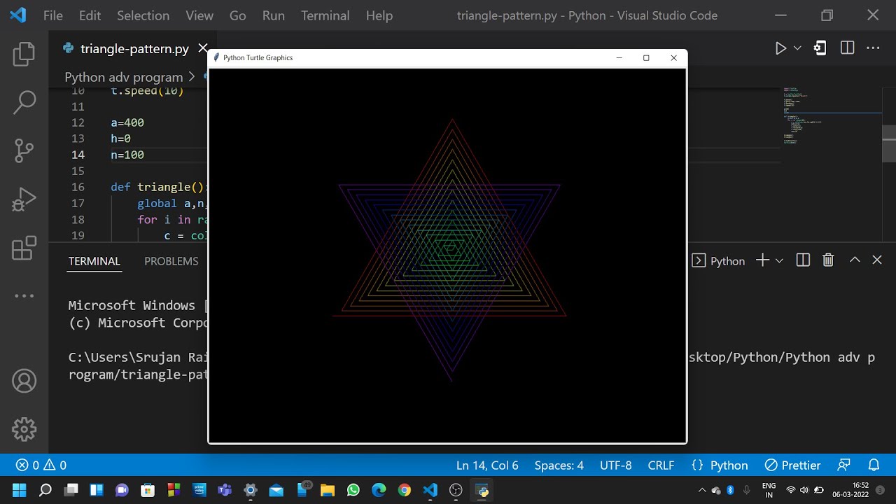 Python Turtle Graphics 14 Triangle Pattern Shape Drawing Python