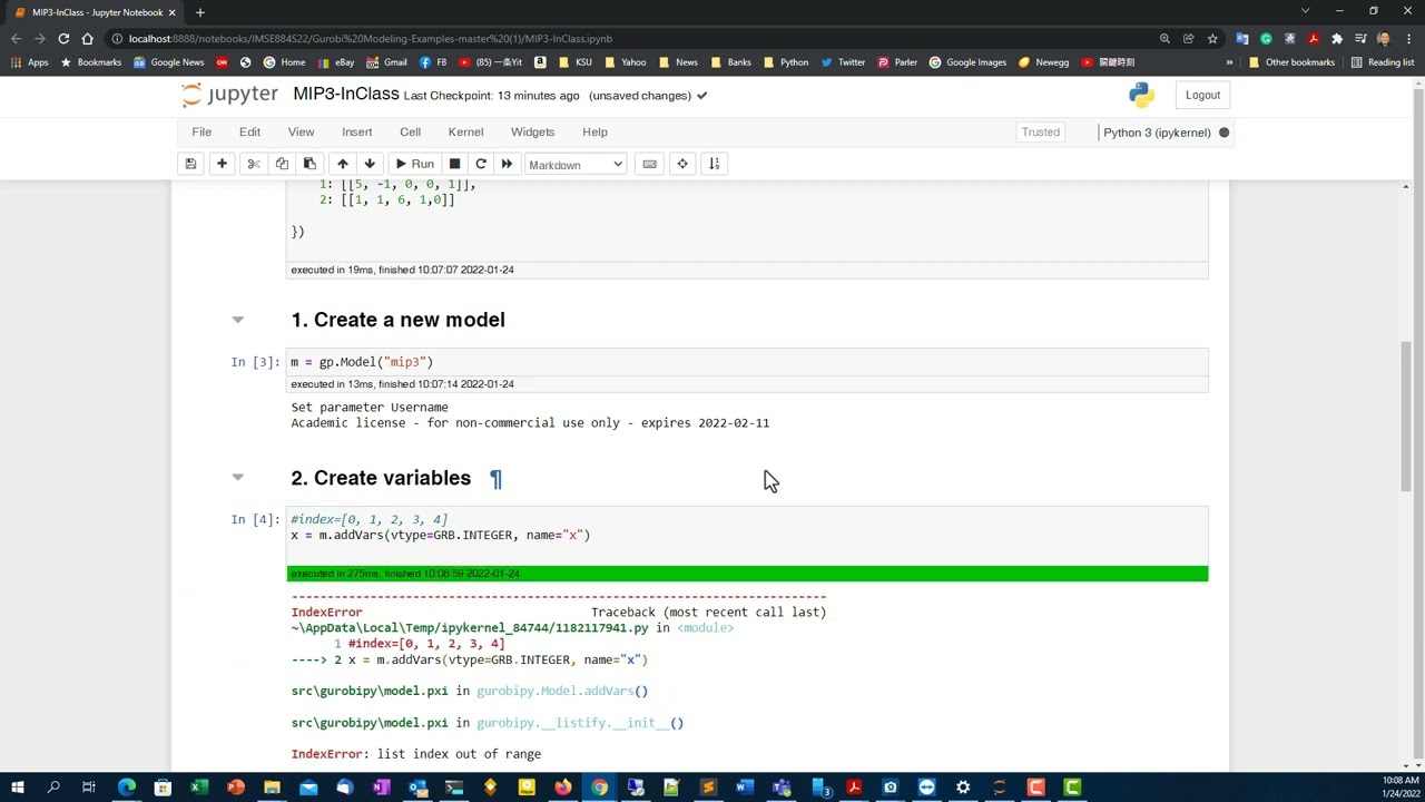 Solving 2nd Integer Program Using Gurobi Python Api Youtube