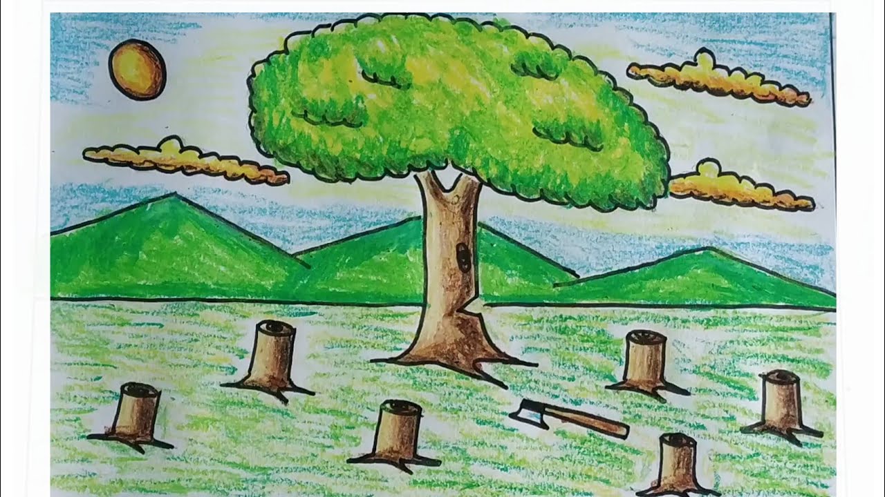 Deforestation Drawings For Kids Drawing Tutorial Stop Deforestation