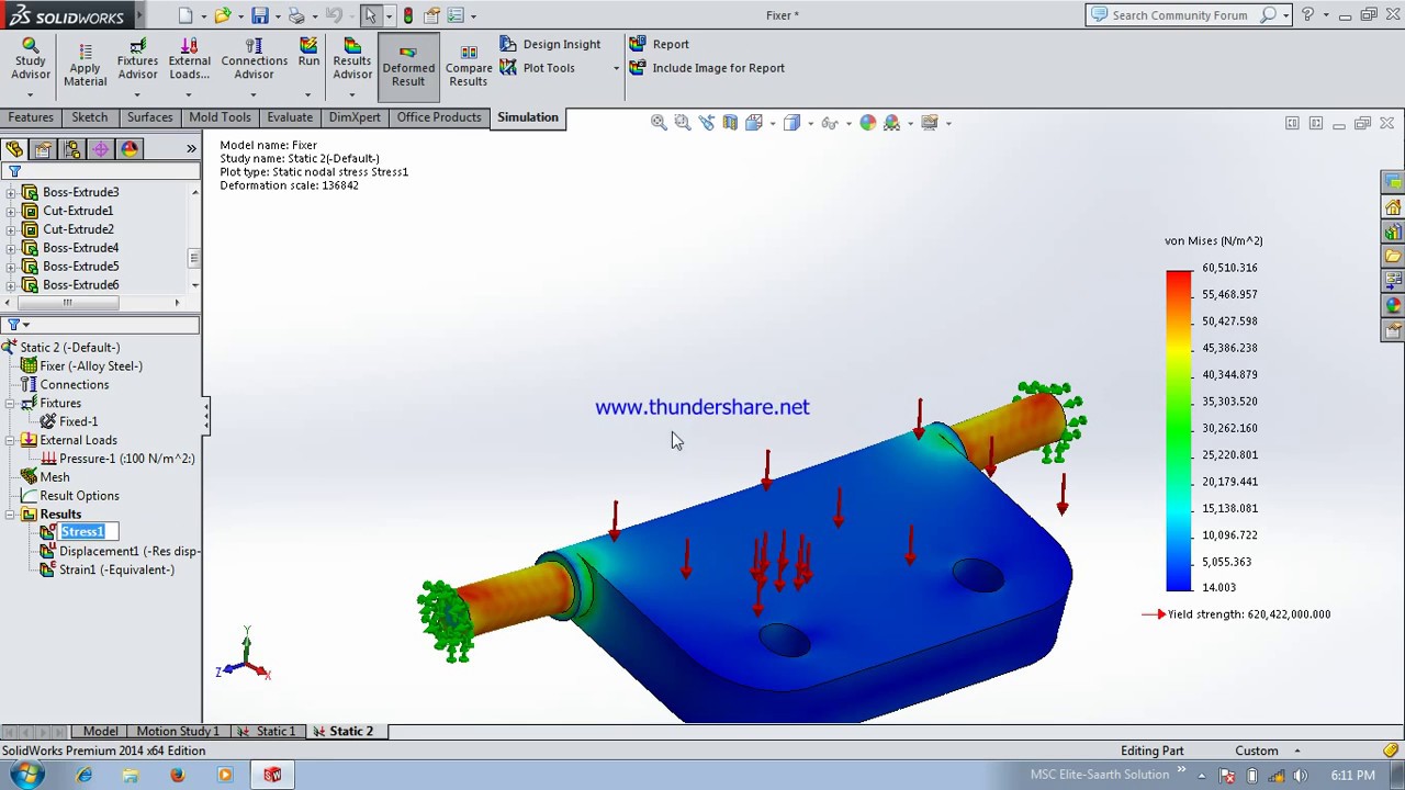 Solidworks Finite Element Analysis Tutorial Static Analysis Youtube
