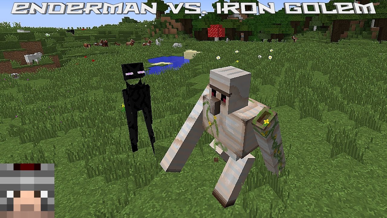 Minecraft Enderman Vs Iron Golem Youtube