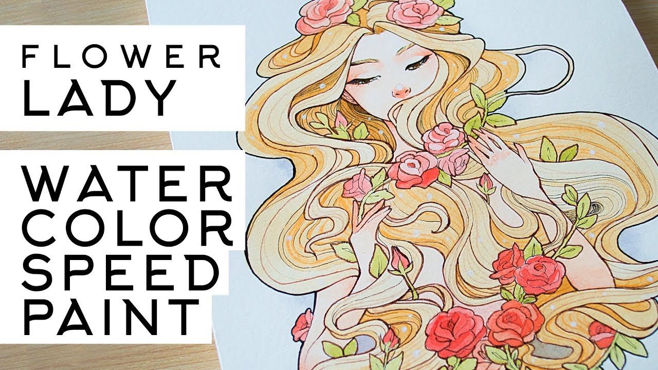 Watercolor Speedpaint Flower Girl Youtube