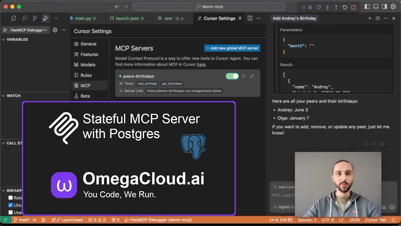 Stateful Mcp Server With Fastmcp And Postgres On Omegacloud Youtube