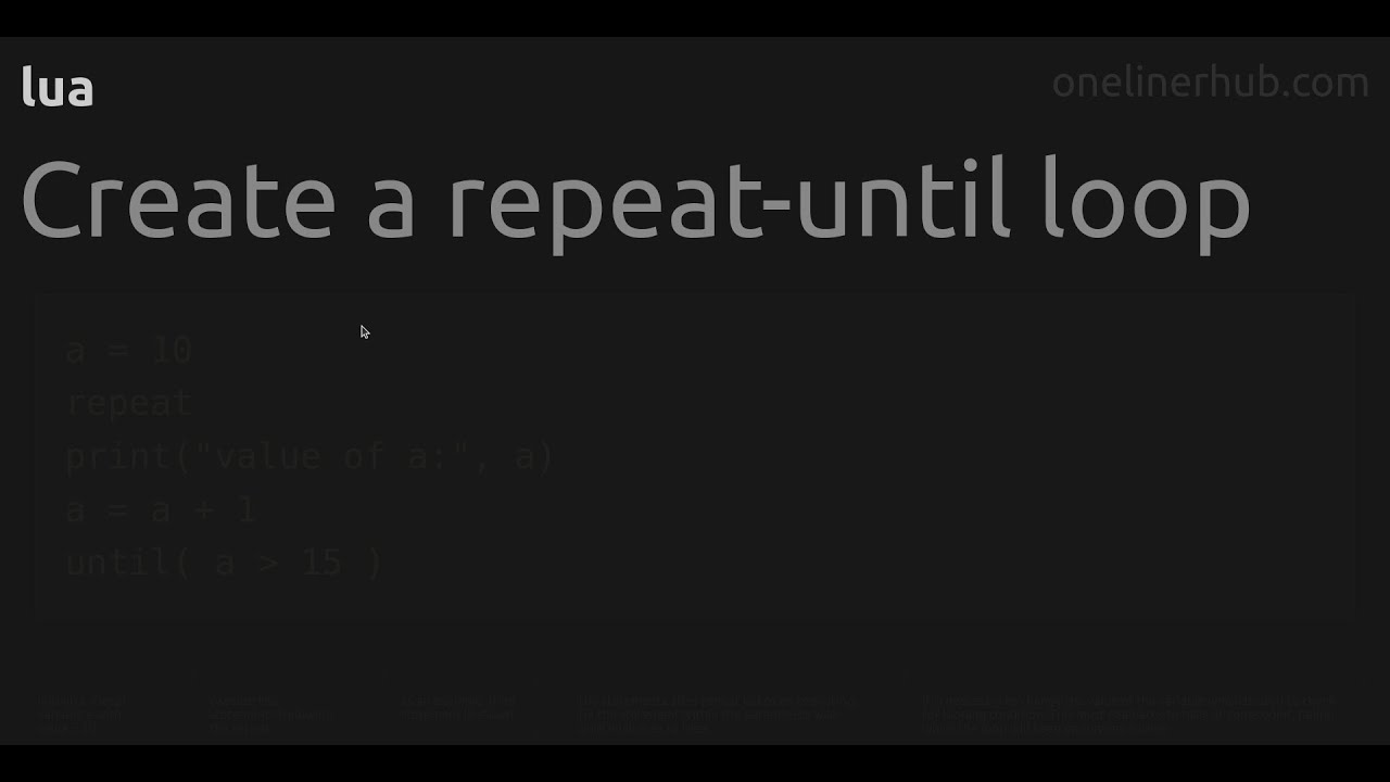 Create A Repeat Until Loop Lua Youtube