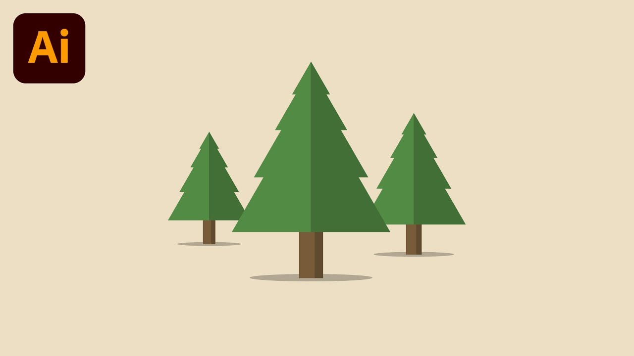 Flat Design Tree Illustrator Tutorial For Beginners Youtube