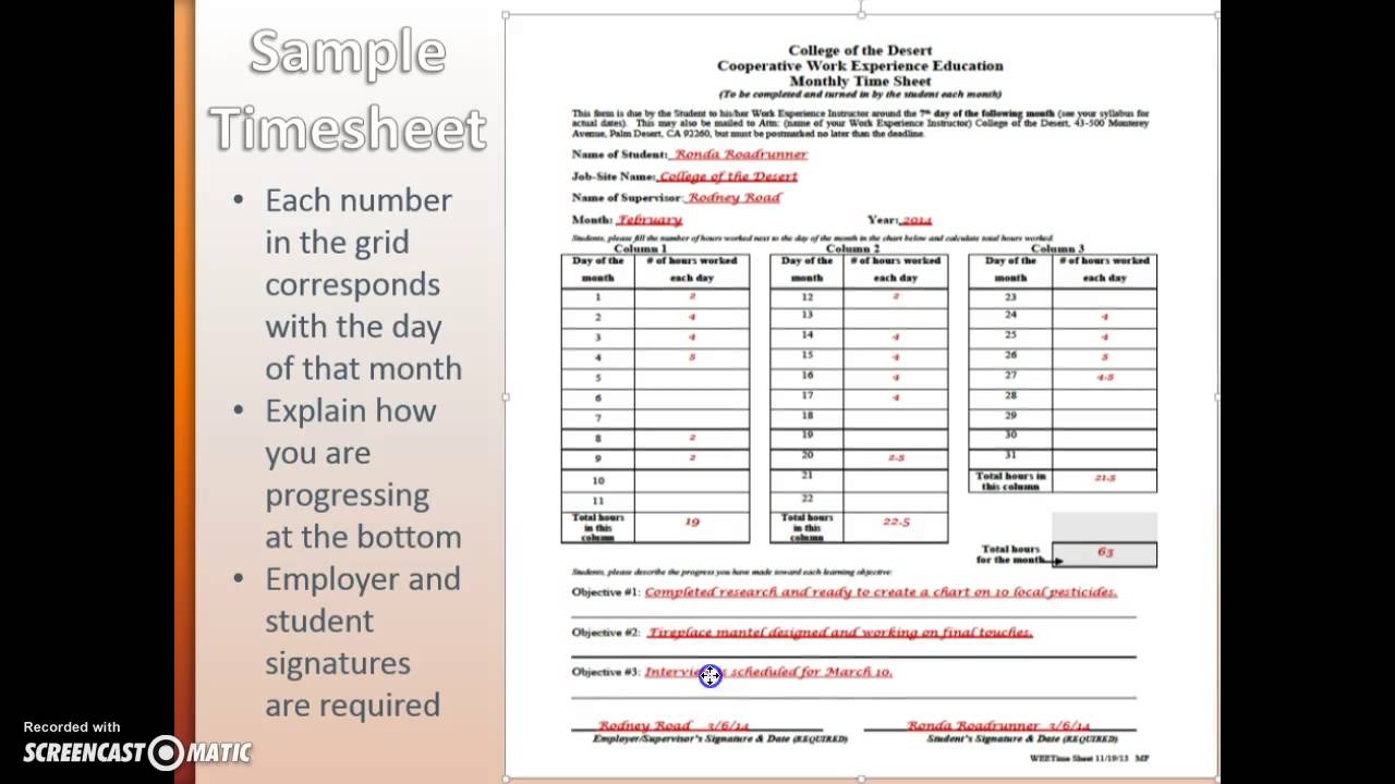 Monthly Timesheet Instructions Youtube