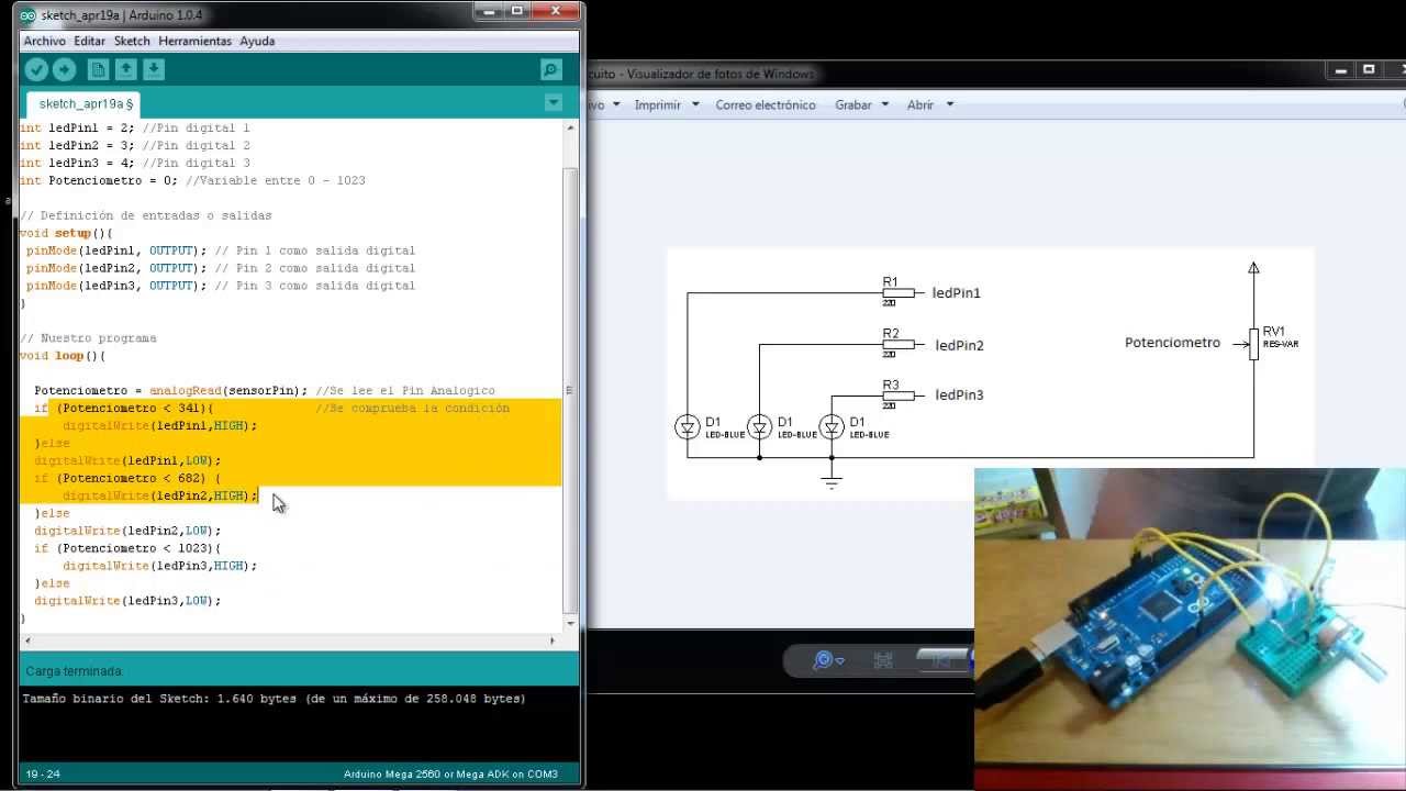 Programa Con Arduino Usando Pinmode Digitalwrite Y Analogread