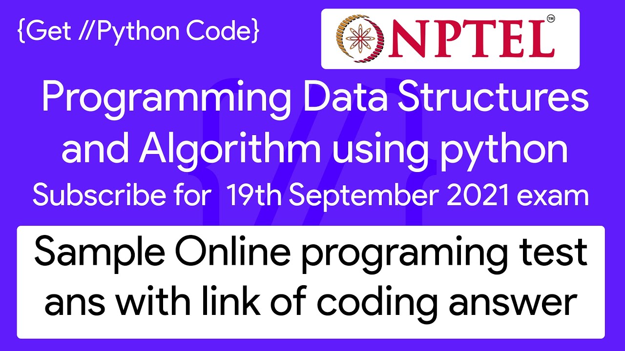 Nptel Programming Data Structures And Algorithm Using Python Sample