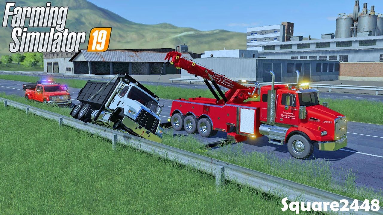 Dump Truck In Guard Rail New Rotator Heavy Rescue Farming