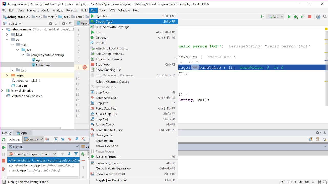 Debugging Java In Intellij Idea Youtube
