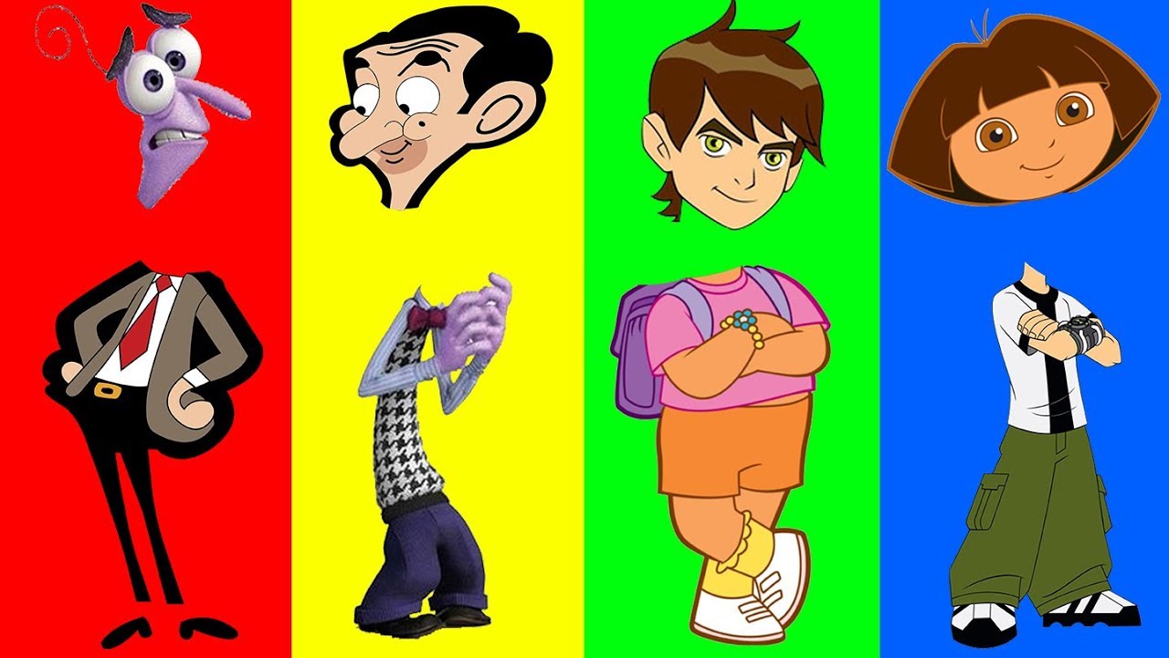 Learn Colors Wrong Heads Dora Inside Out Mr Bean Ben 10 Finger Family