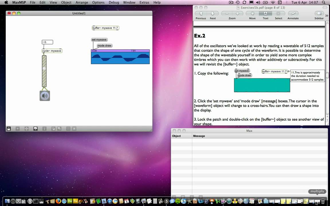 Max Msp Tutorial 05b4 Buffers Wavetables Youtube