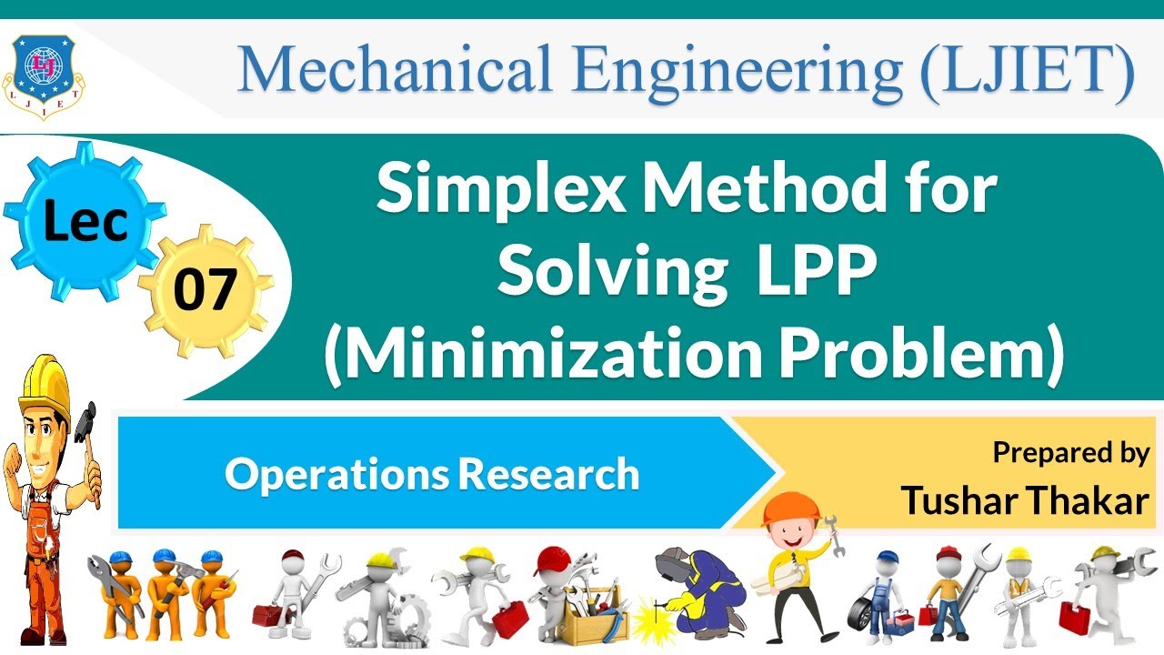 L 07 Simplex Method For Solving Lpp Minimization Problem Operations