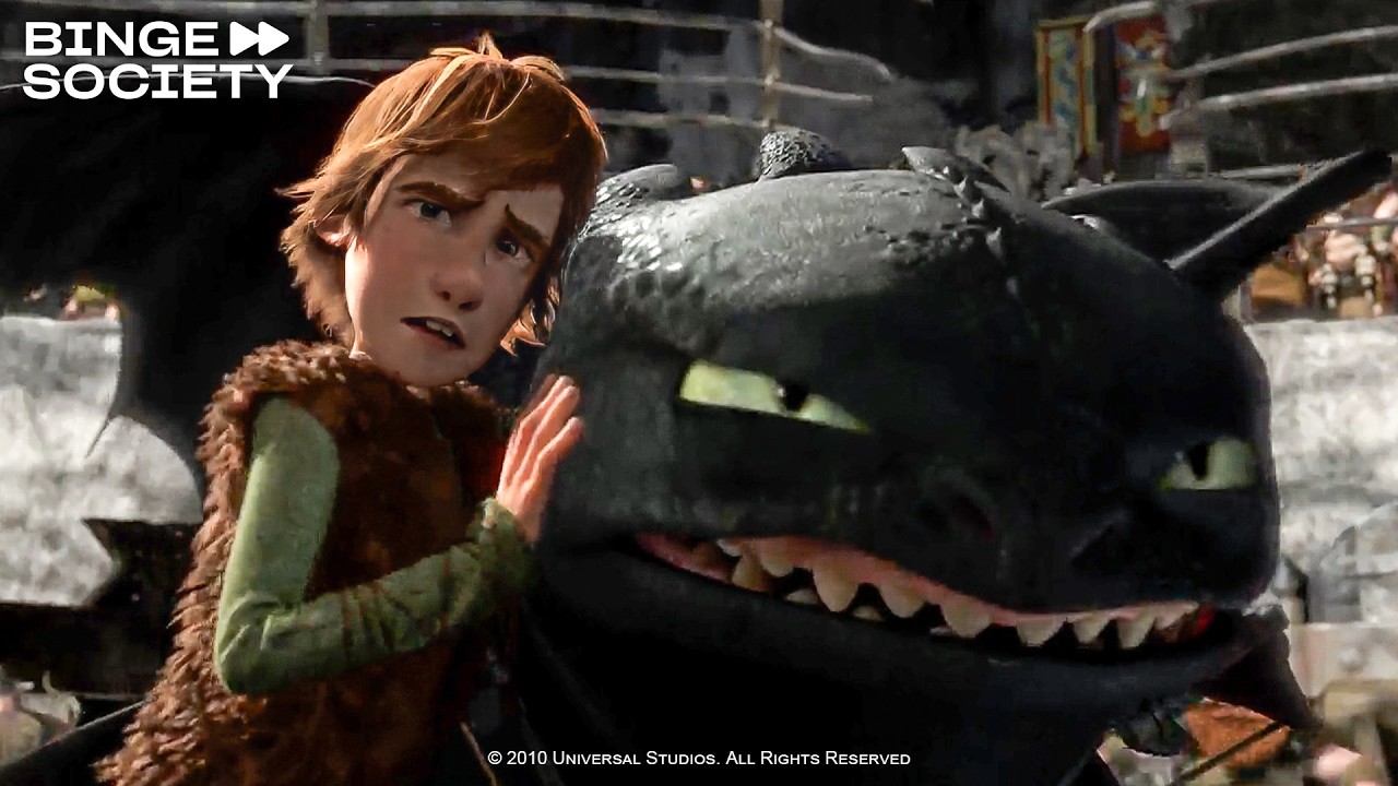 How To Train Your Dragon 2010 Toothless Saves Hiccup Against A Red