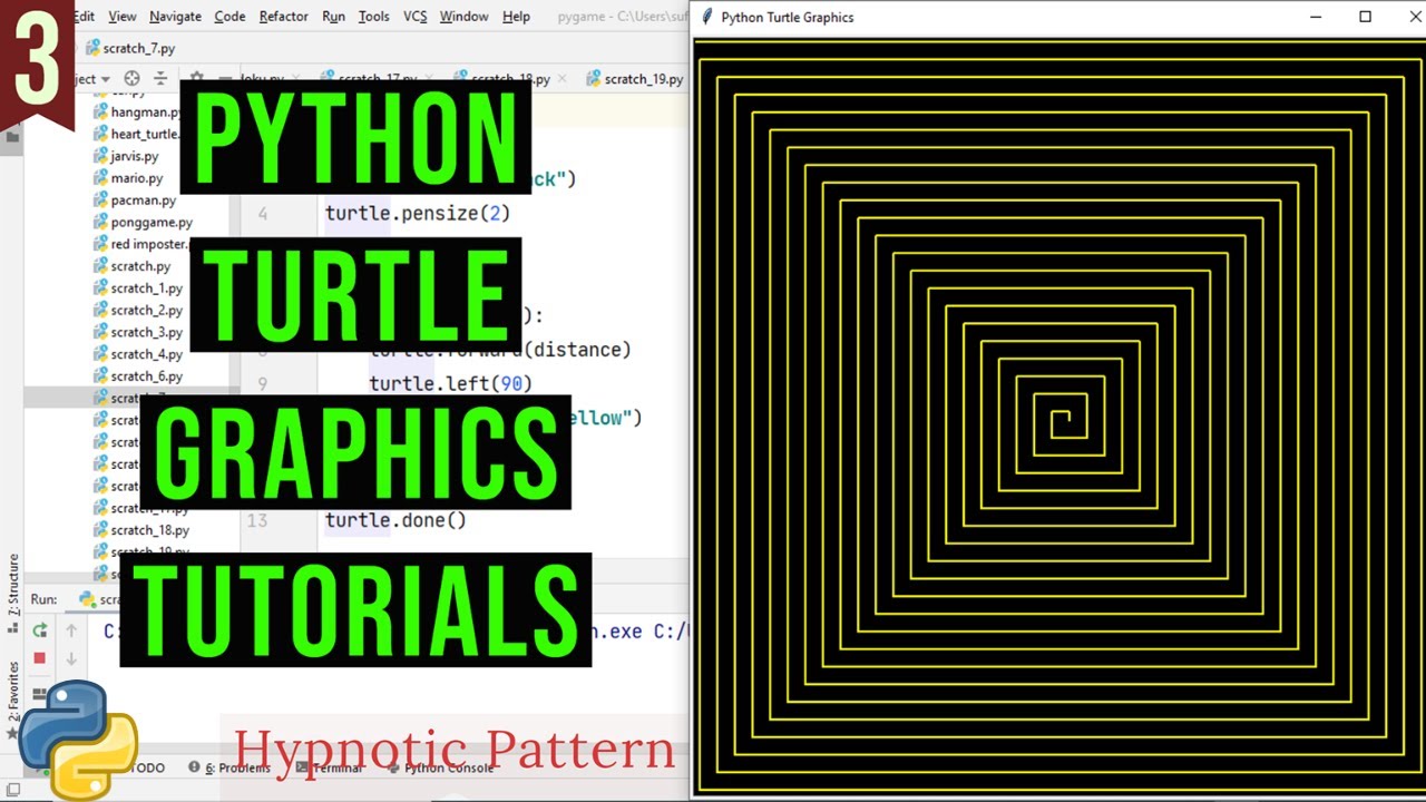 Hypnotic Pattern With Python Turtle Python Turtle Graphics Tutorial 3