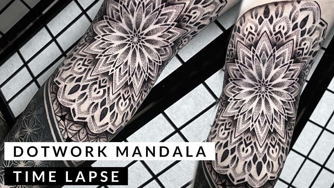 Dotwork Mandala On The Back Of The Knee Tattoo Time Lapse Youtube
