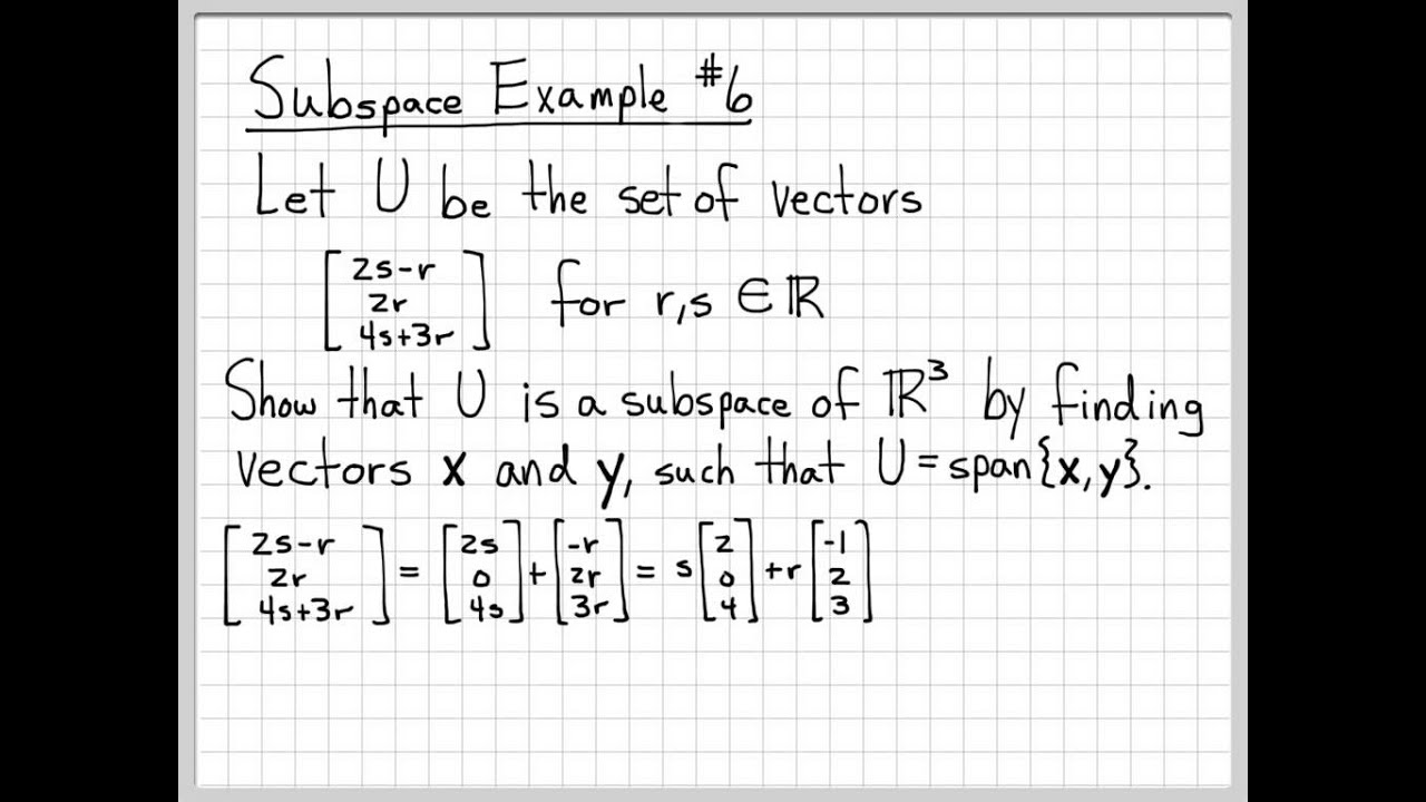 Linear Algebra Example Problems Subspace Example 6 Youtube