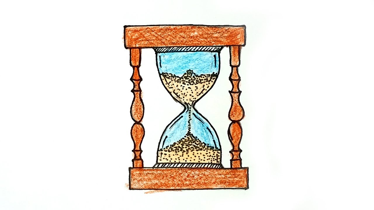 How To Draw Hourglass Step By Step Very Easy Sand Clock Drawing