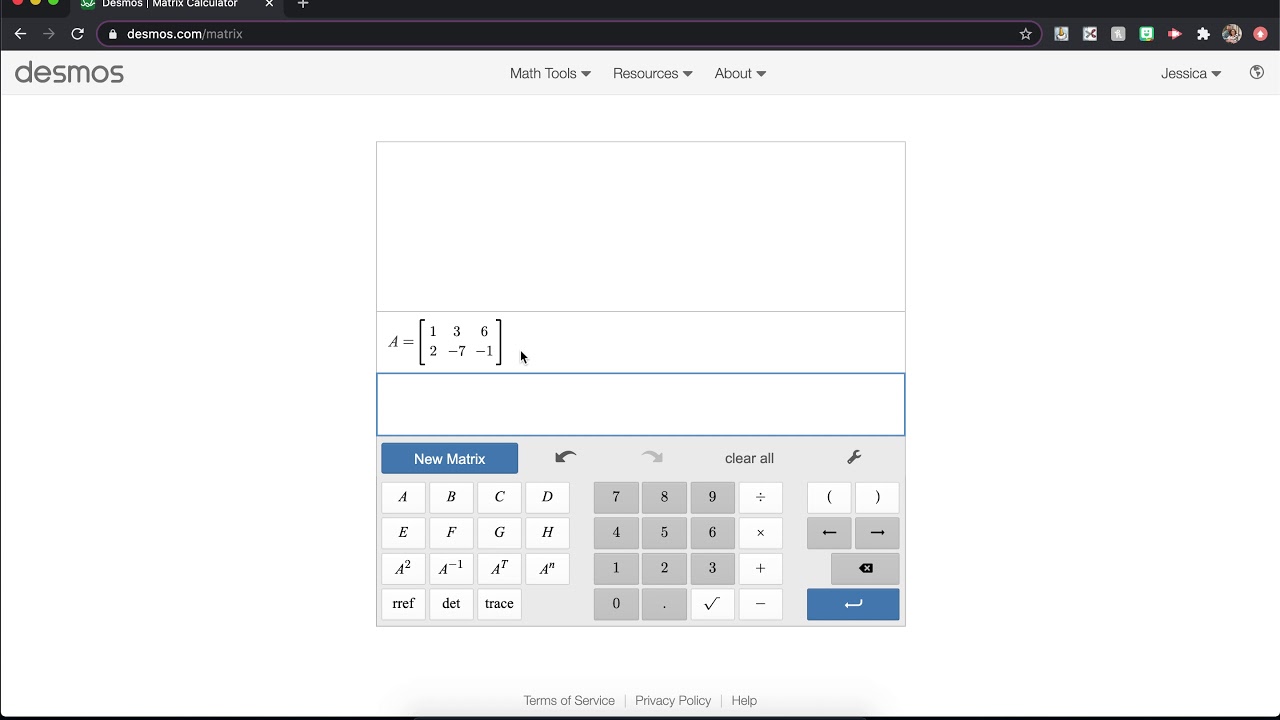 How To Use Desmos Matrix Calculator Youtube
