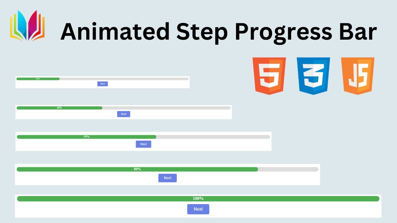 How To Make Animated Steps Progress Bar Using Html Css Javascript